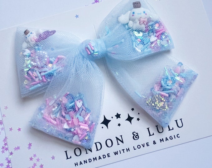 Cinnamoroll Tulle Bow Blue + Pink Shaker Hair Clip Cinnamon Roll ...
