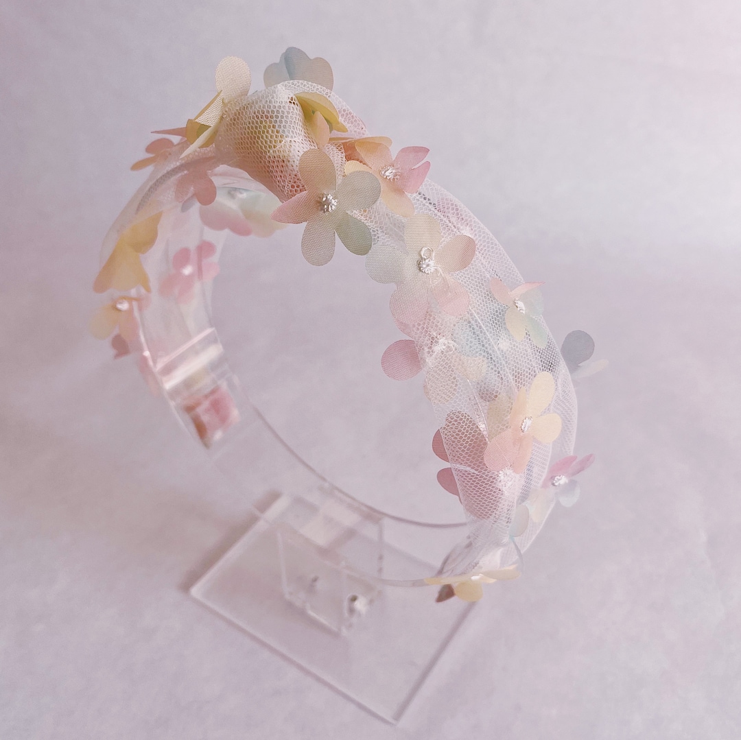 Cherry Blossom Pastel Tulle Headband Crown Turban Pastel 3D Textile ...