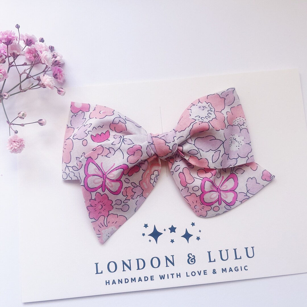 Liberty of London Twirl Bow Betsy Blossom Butterfly Pink Floral Girls ...