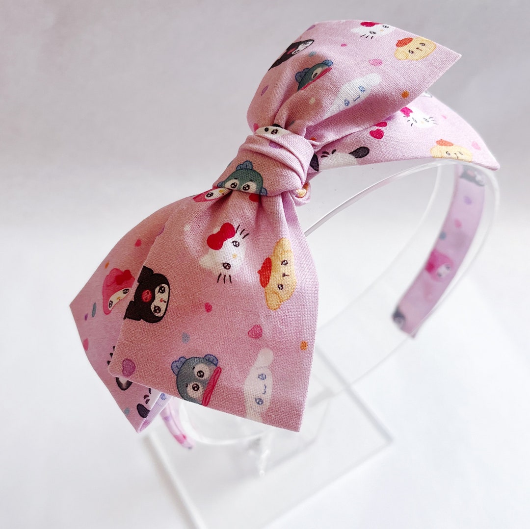 Kawaii Kitty + Friends Cotton Twirl Big Bow Headband Kids Hair Clip ...