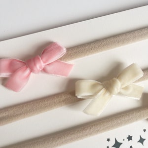 You Pick 3 - Baby Mini Velvet Baby Bows on Nylon Headbands or Mini ...