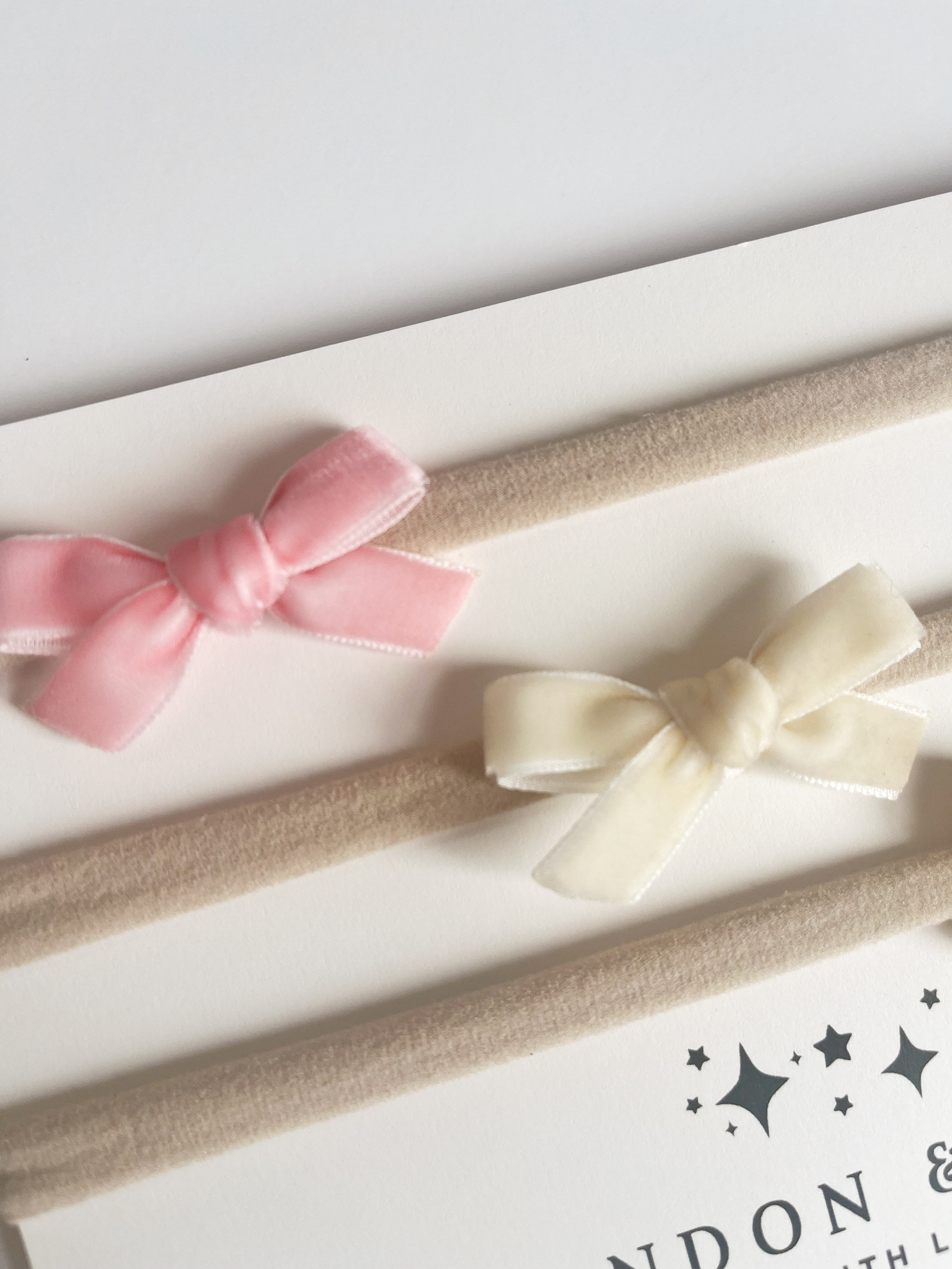 You Pick 3 - Baby Mini Velvet Baby Bows on Nylon Headbands or Mini ...