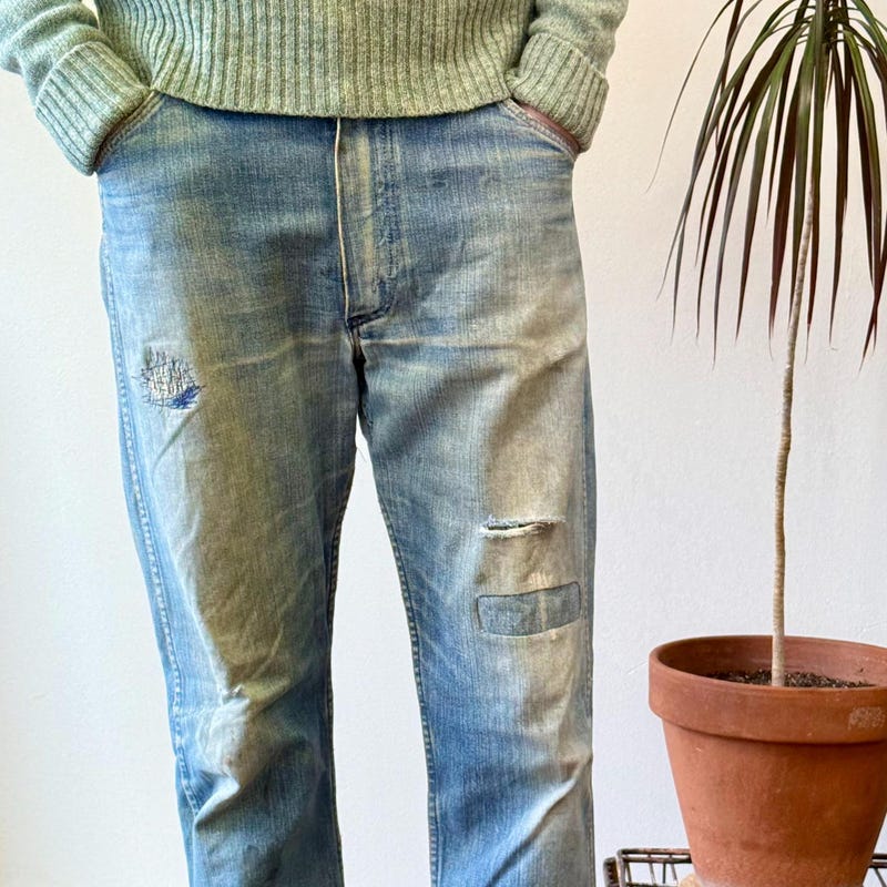 60s Denim Patchwork Vintage - Etsy