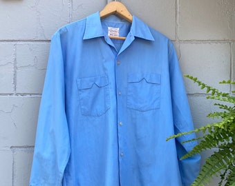 1950s 60s Long Sleeve Loop Collar Shirt - Etsy