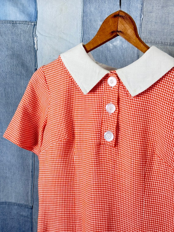 1960s Gingham Button Back Shift Dress - Gem