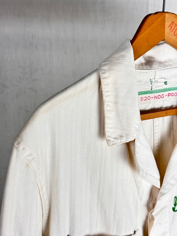 Vintage 1950s Herringbone Twill Canvas Lab Coat - Gem