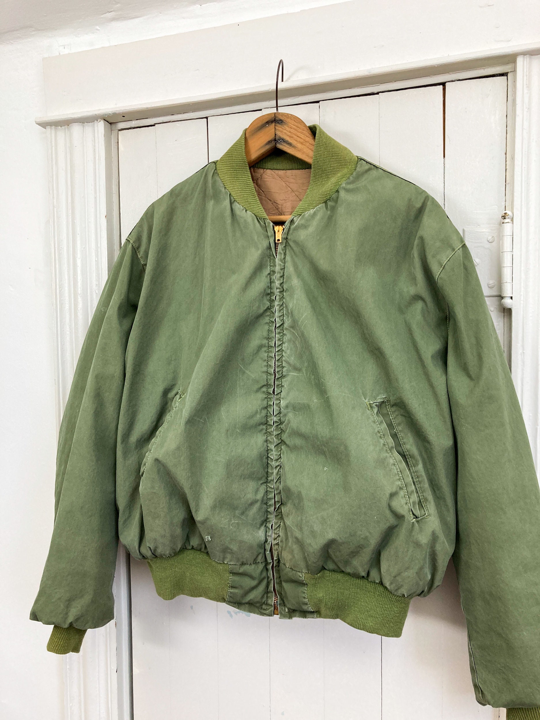 1950s 60s Vintage Military Style Tanker Jacket