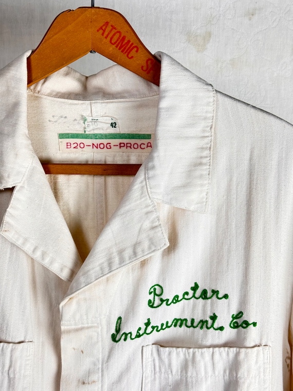 Vintage 1950s Herringbone Twill Canvas Lab Coat - Gem