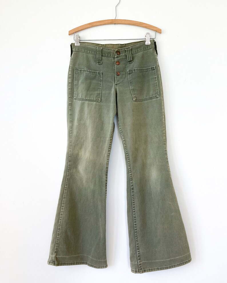 1960s Wrangler Snap Fly Green Denim Bellbottoms Small - Etsy