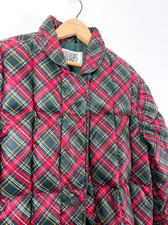 Vintage 1980s Plaid Down Puffer Jacket Bill Blass | m… - Gem