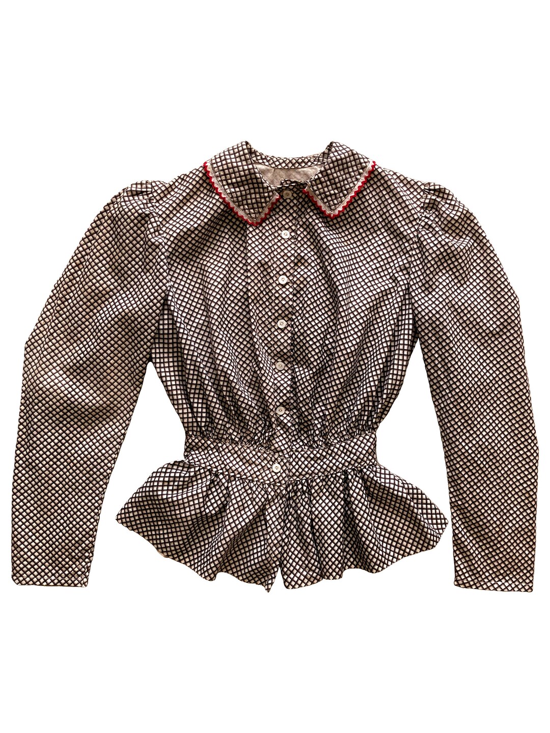 1900s Flannel Windowpane Calico Blouse Xxsmall Xsmall Small - Etsy