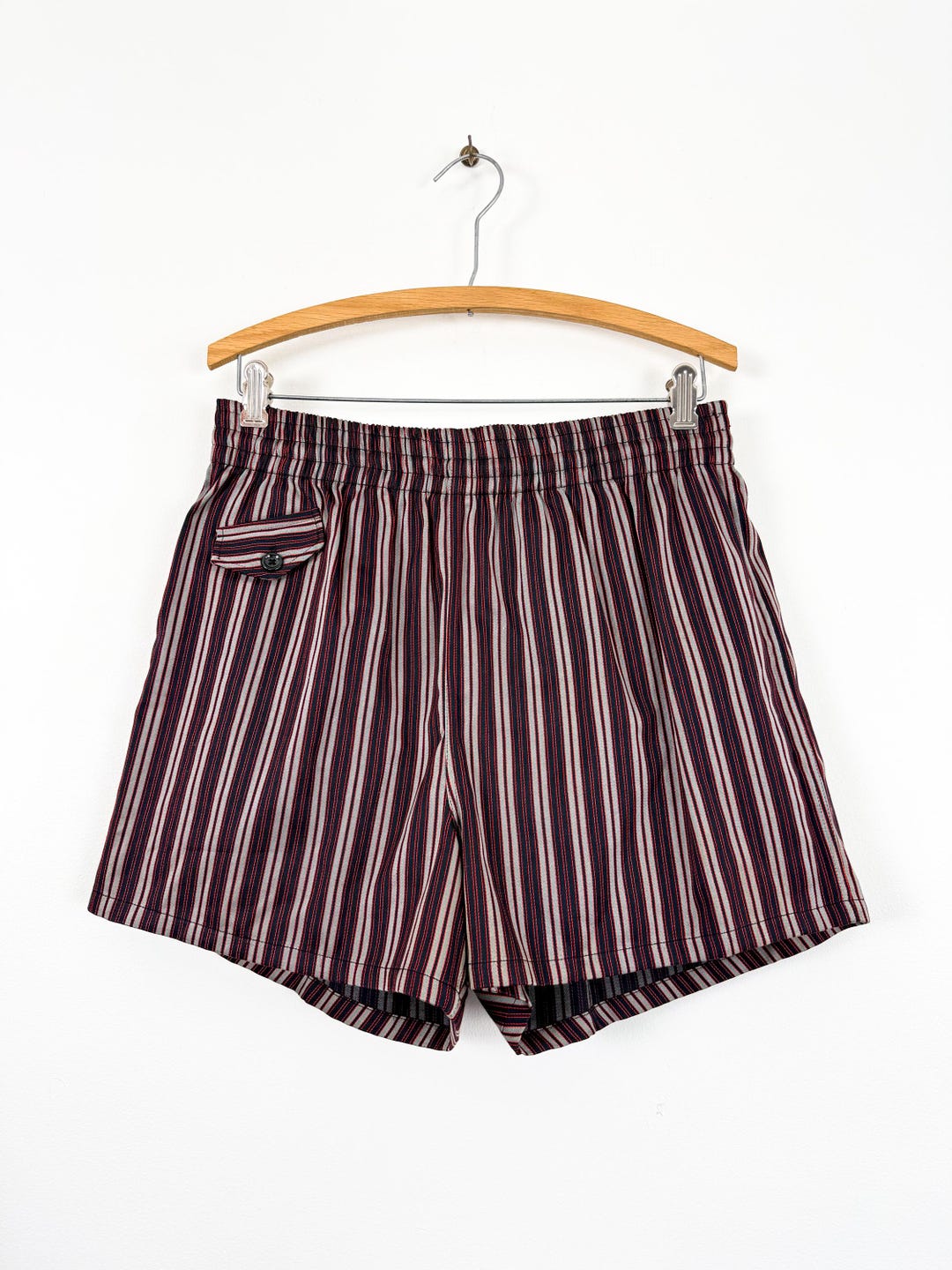 Vintage 1950s 60s Red Black Stripe Sateen Swim Shorts | Medium - Etsy