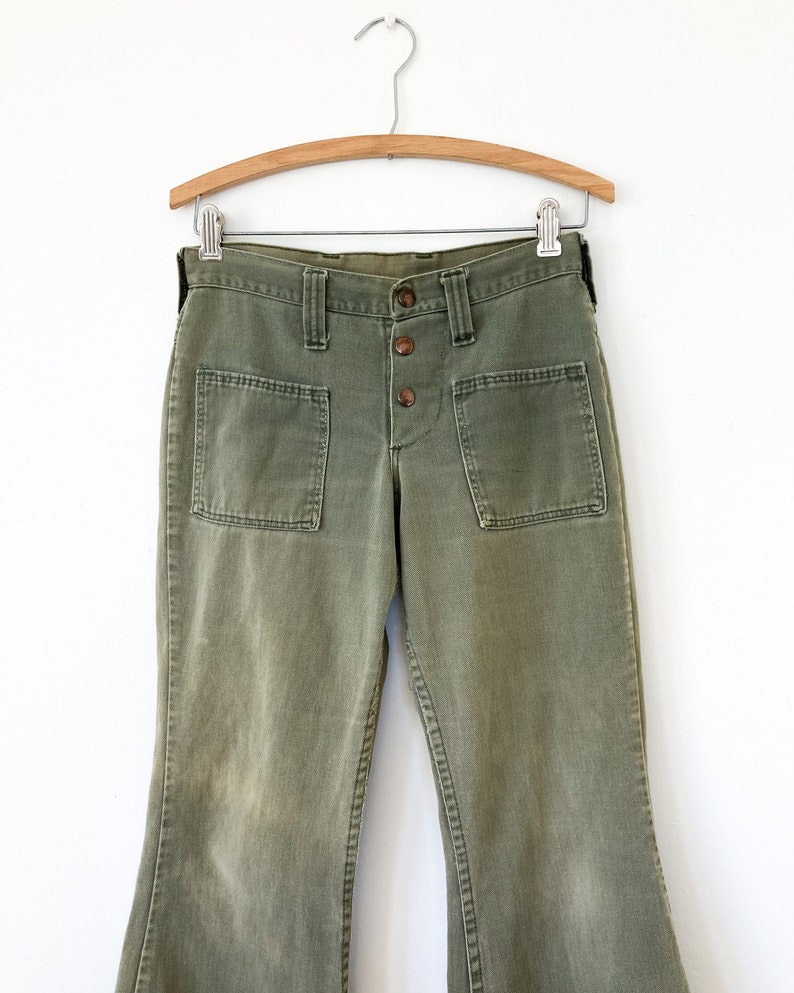 1960s Wrangler Snap Fly Green Denim Bellbottoms Small - Etsy