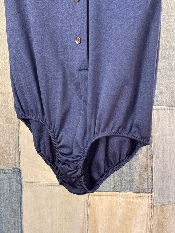 Vintage 1970s Van Raalte Polyester Shirt Bodysuit - Gem