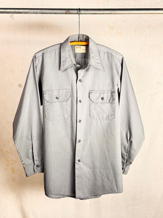 Vintage 1970s Montgomery Ward Gray Work Shirt - Gem