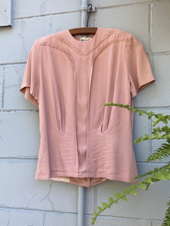 1940s 50s Rayon Button back Blouse - Gem