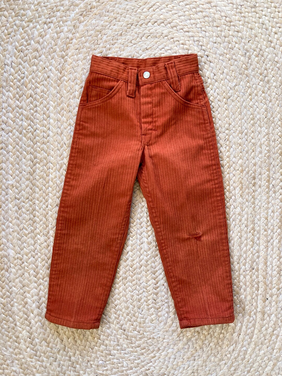 1960s 70s Kids Vintage Rust Denim Polyester Pants 3T - Etsy