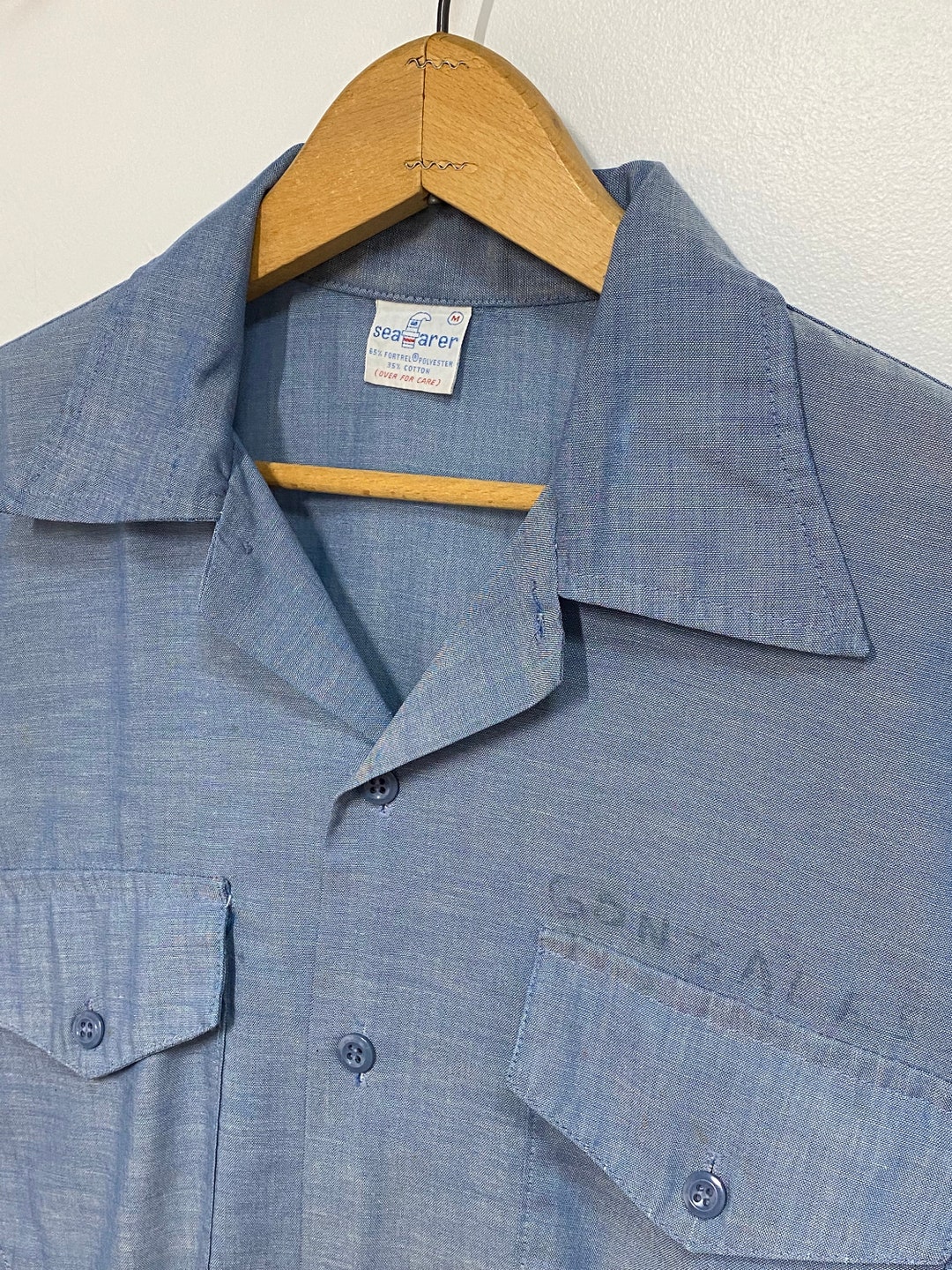 1970s Seafarer US Navy Chambray Short Sleeve Shirt - Etsy