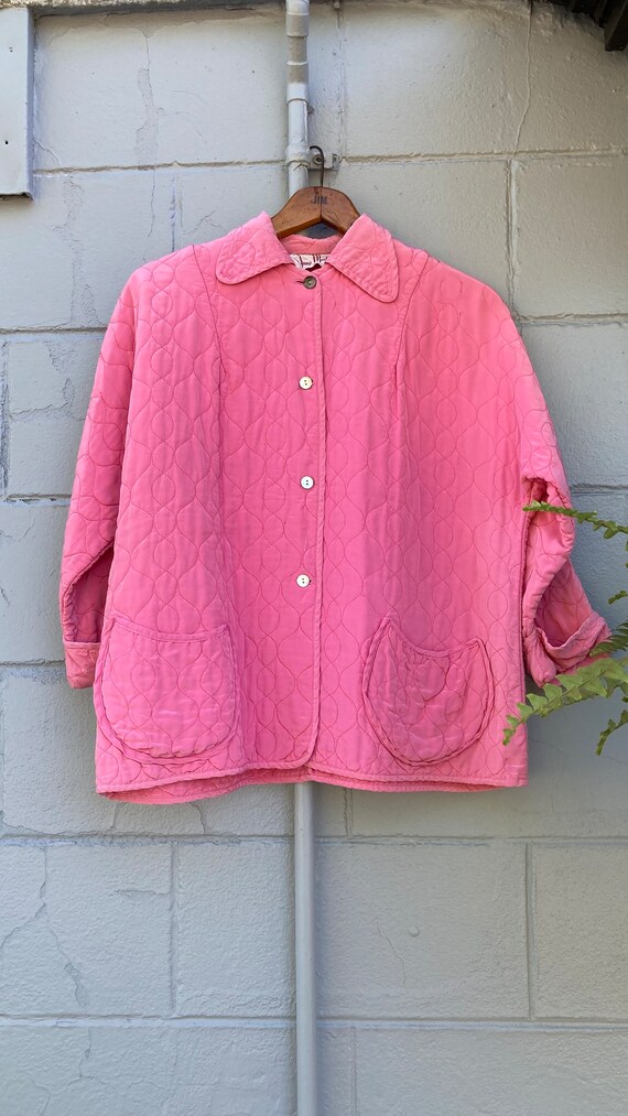 1950s Pink Quilted Bed Jacket - Gem