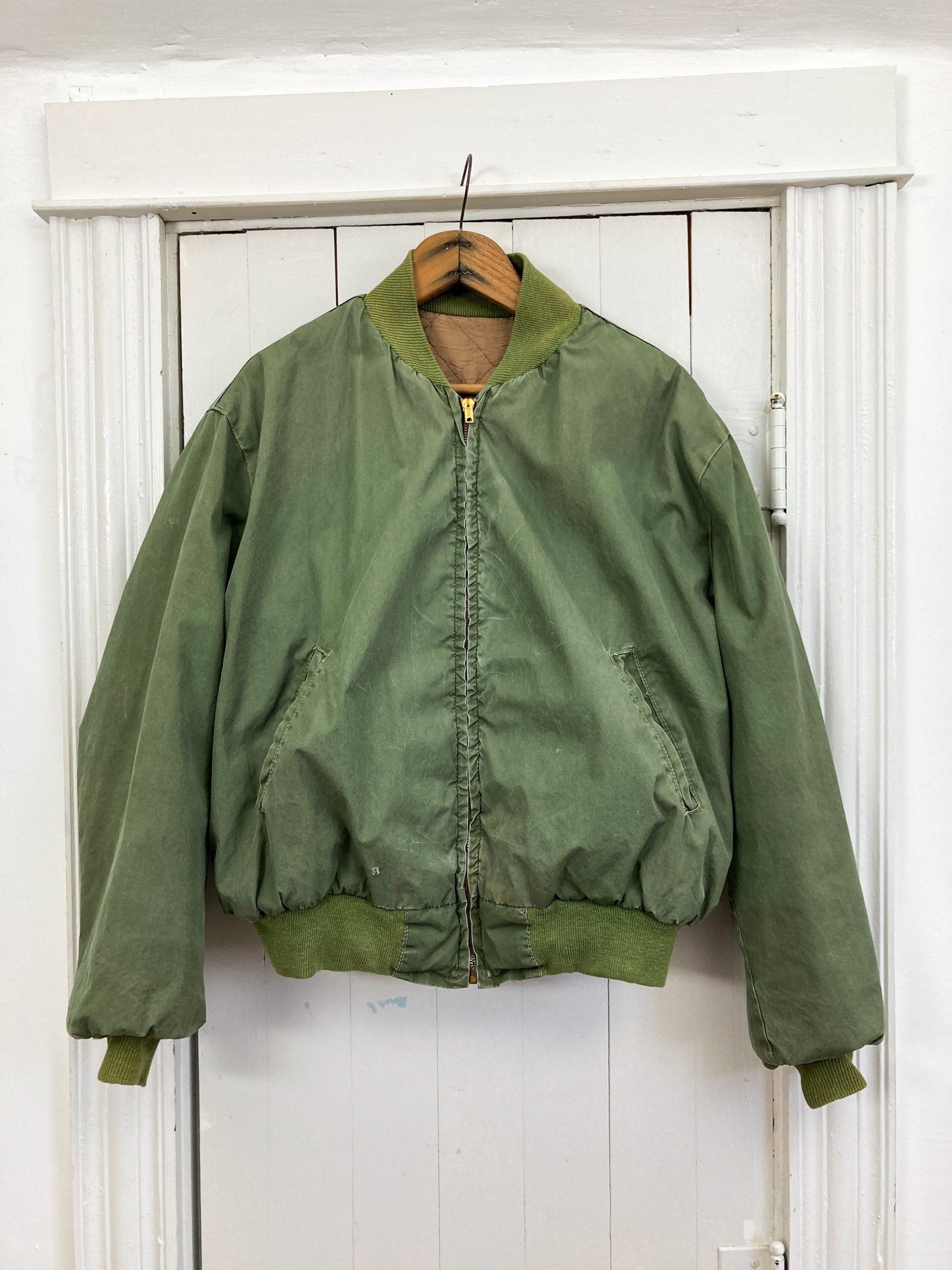 1950s 60s Vintage Military Style Tanker Jacket
