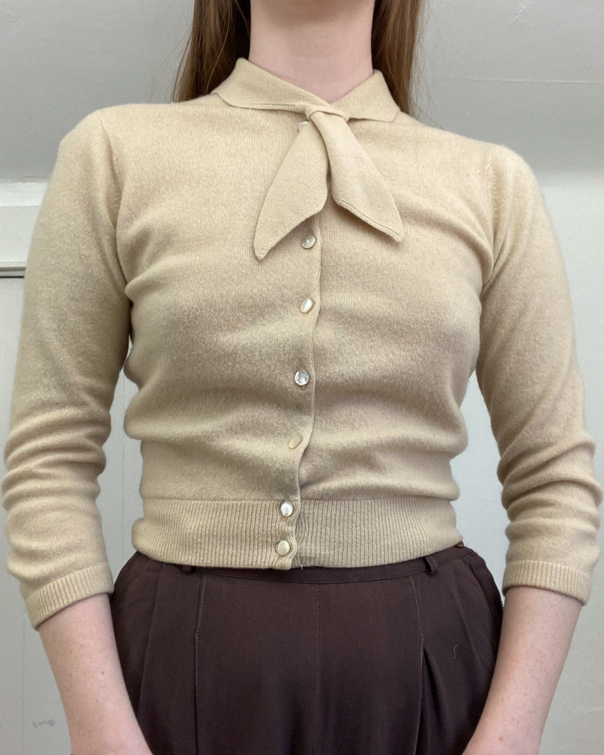 Vintage 1950s Cashmere Cardigan Sweater