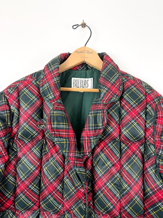 Vintage 1980s Plaid Down Puffer Jacket Bill Blass | m… - Gem