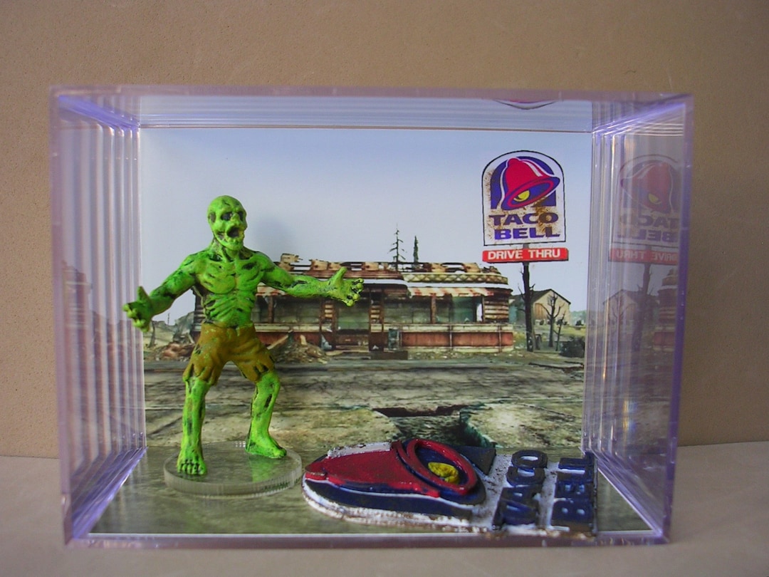 Fallout Miniature Taco Bell Cube Diorama Glowing Ghoul - Etsy