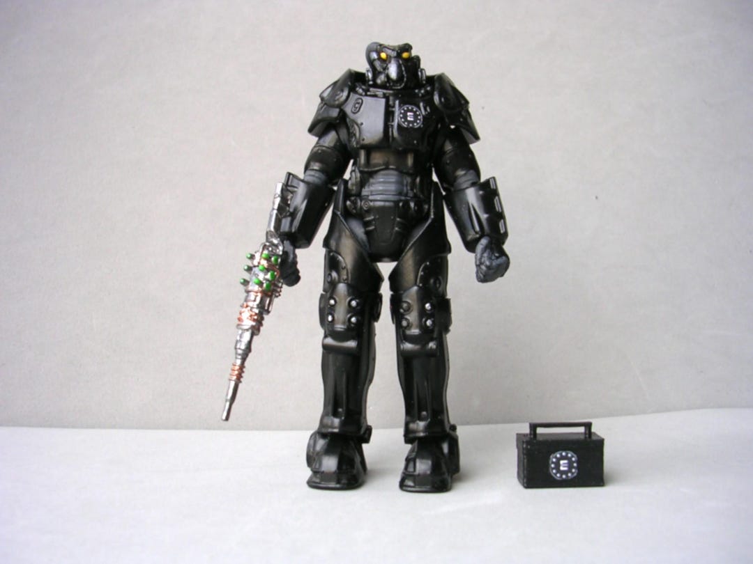 Fallout X-01 ENCLAVE Power Armor With Ammo Box Custom Painted 4 Inch ...