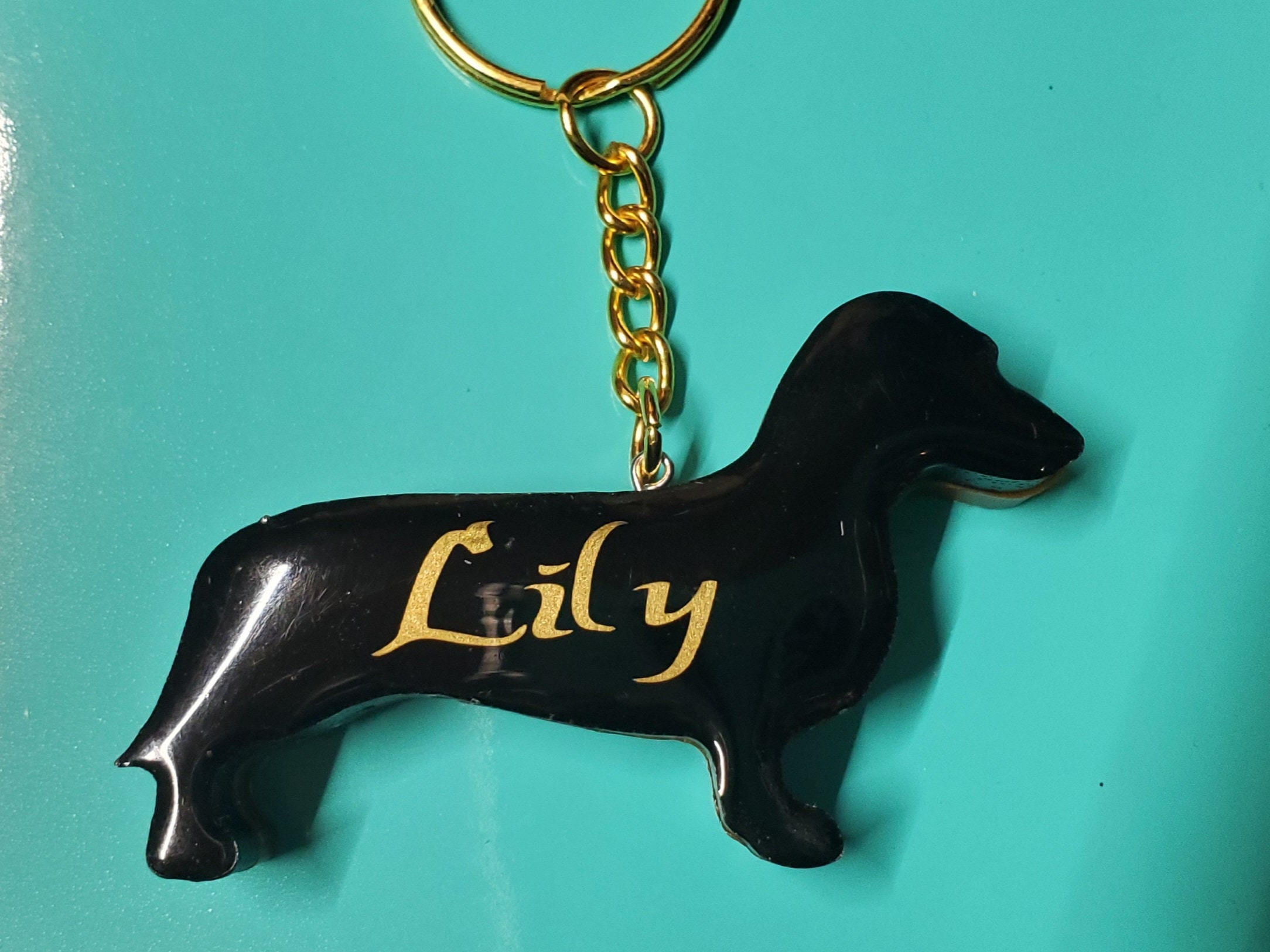 Personalized Wiener Dog Keychain Dachshund Keychain Dual Color Doxie ...