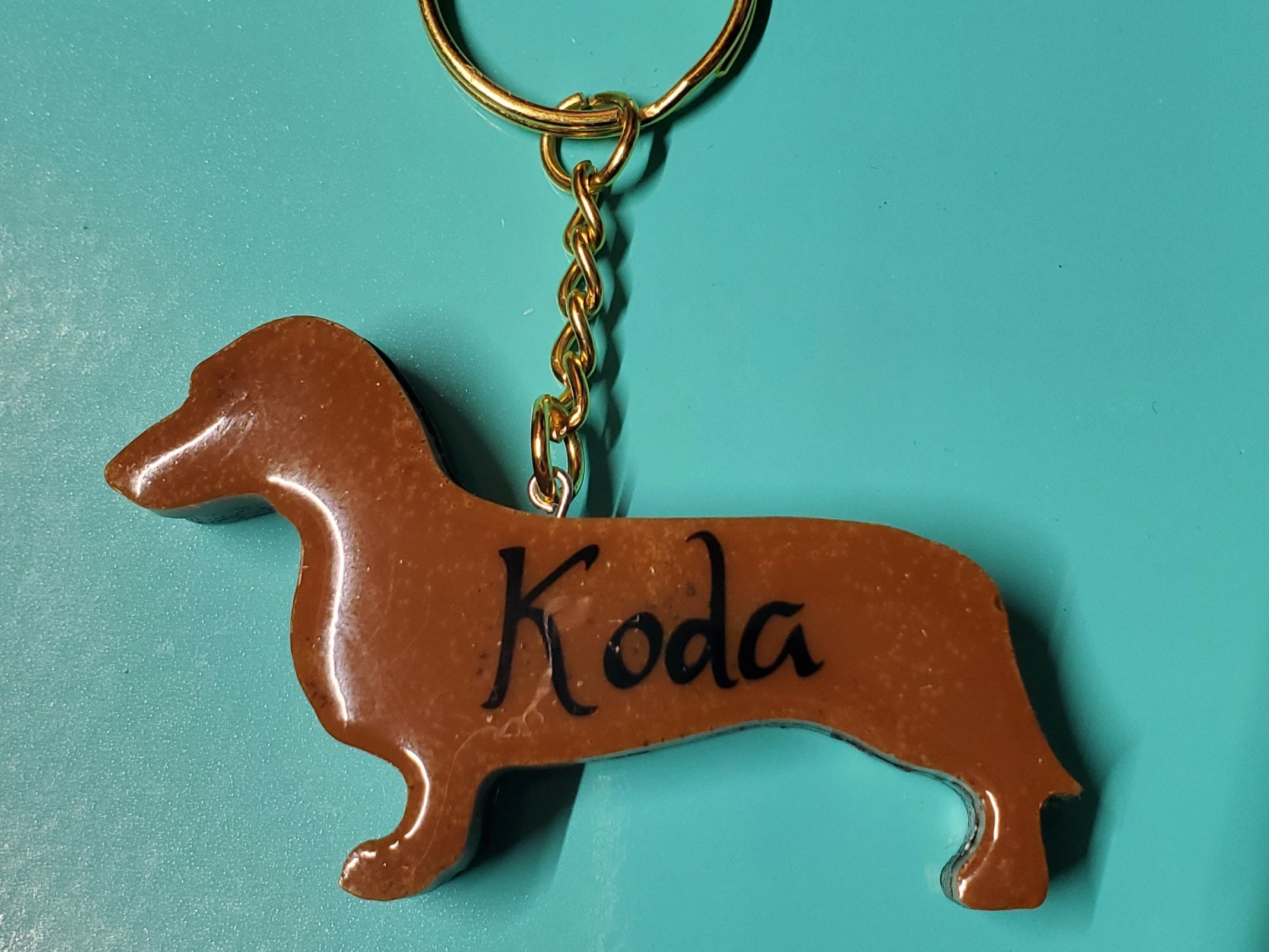 Personalized Wiener Dog Keychain Dachshund Keychain Dual Color Doxie ...