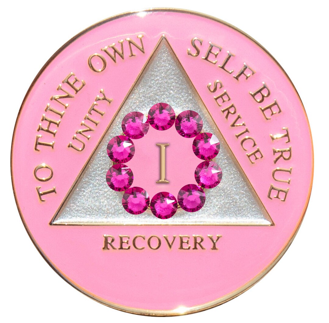 AA Recovery Medallion - Unity Pink Bling Crystallized on Pink - Etsy