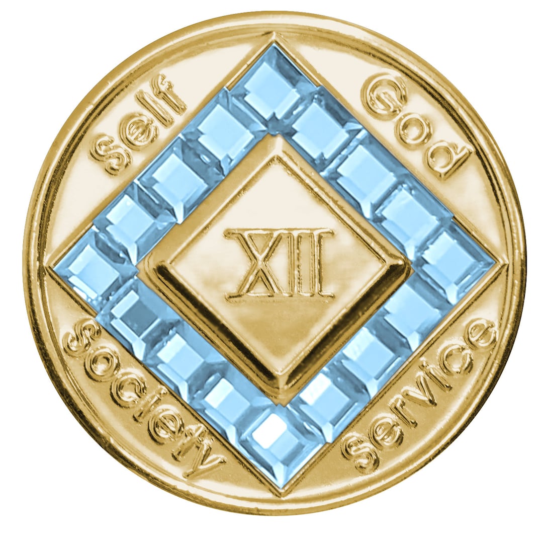 Clean Time Chip Narcotics Anonymous Gold With Diamond Shaped Crystal ...