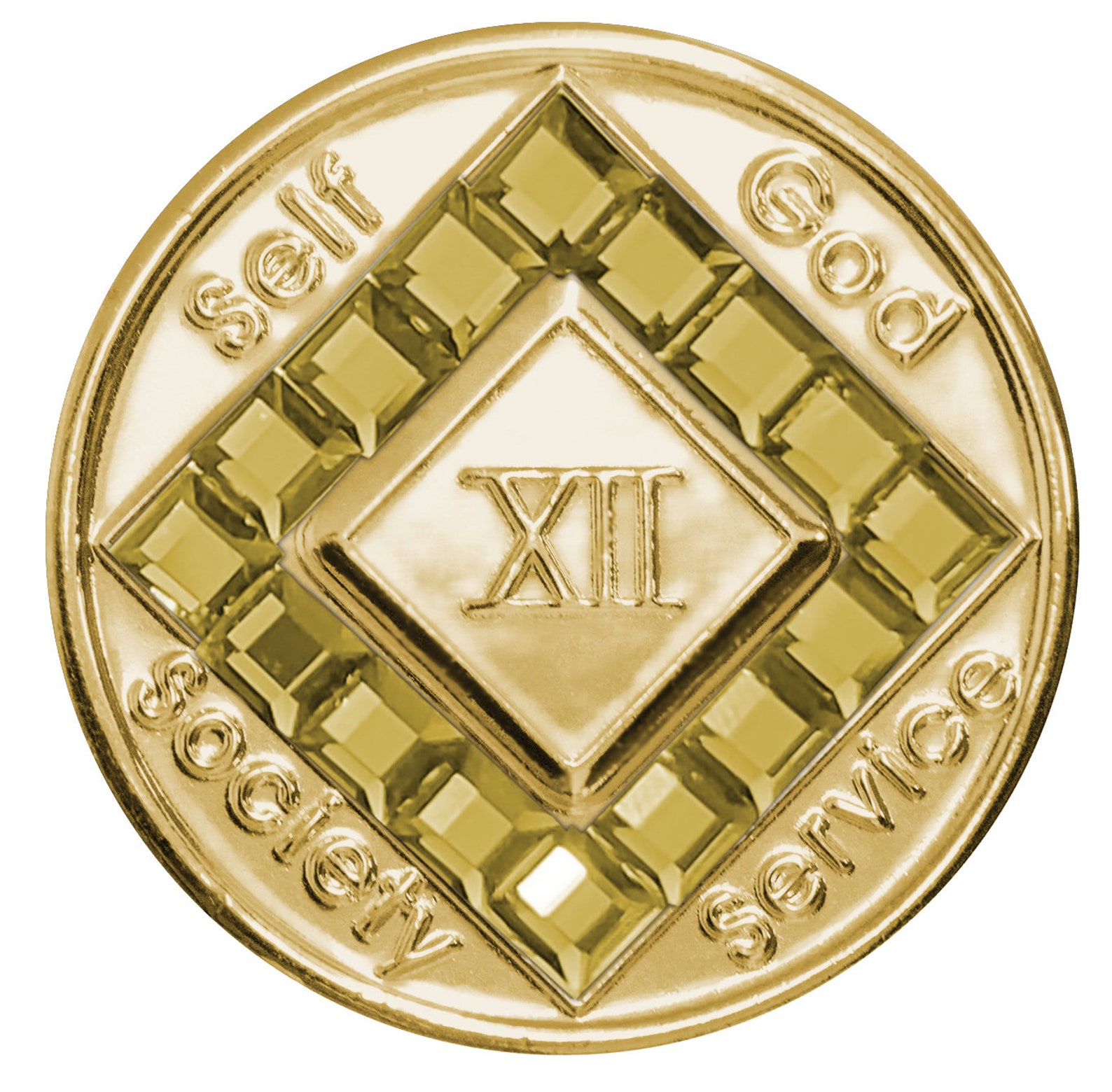 Clean Time Chip Narcotics Anonymous With Diamond Shaped Crystal (gold ...