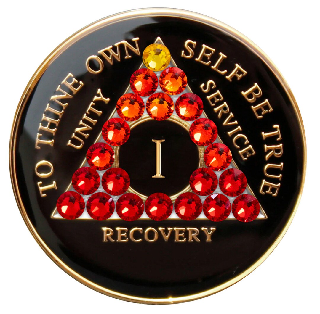 AA Chip | AA Recovery Medallion | Black AA Coin With Red Transition ...