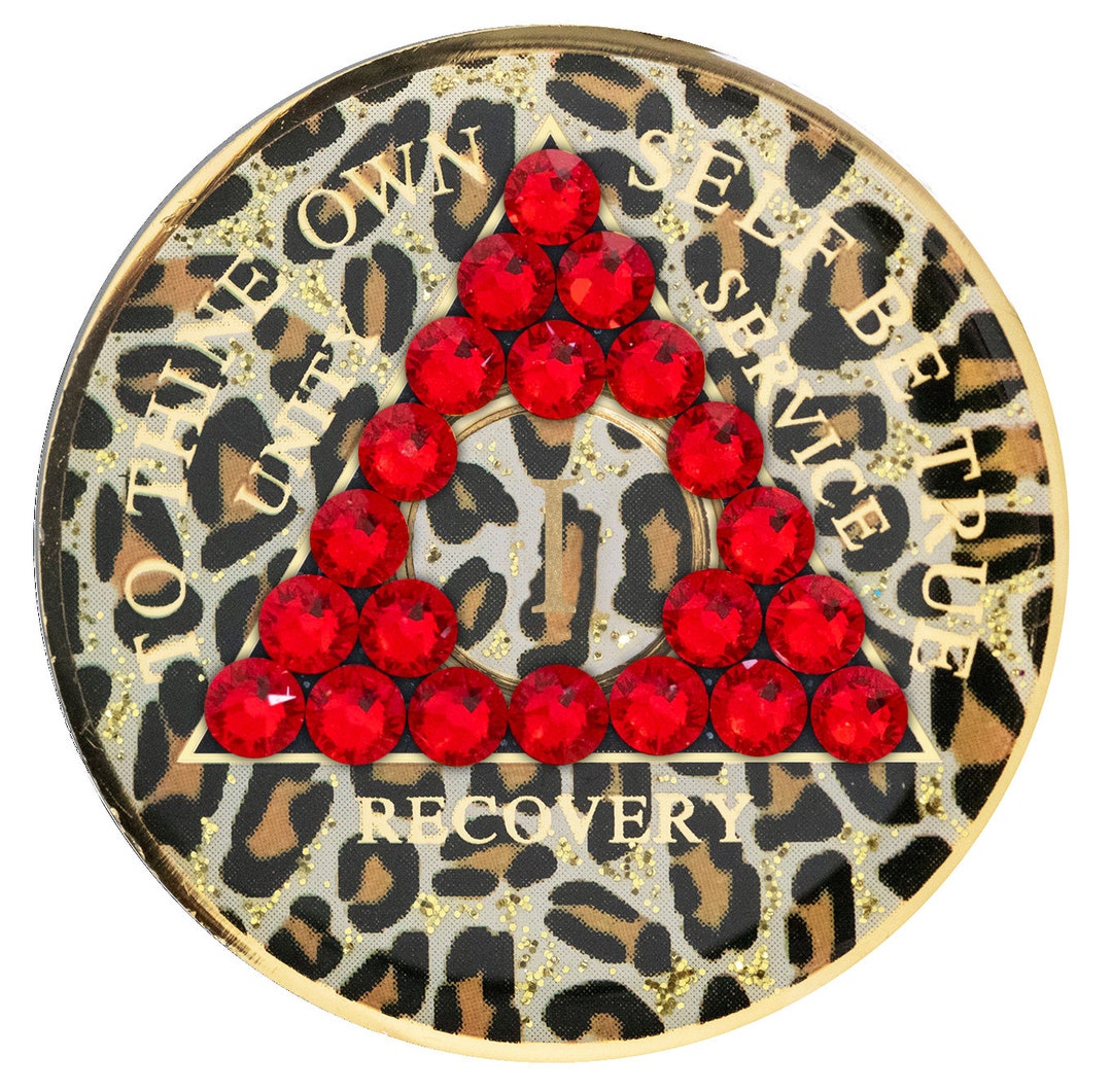 AA Chip | Recovery Medallion | Leopard Pattern AA Coin With Red Bling ...