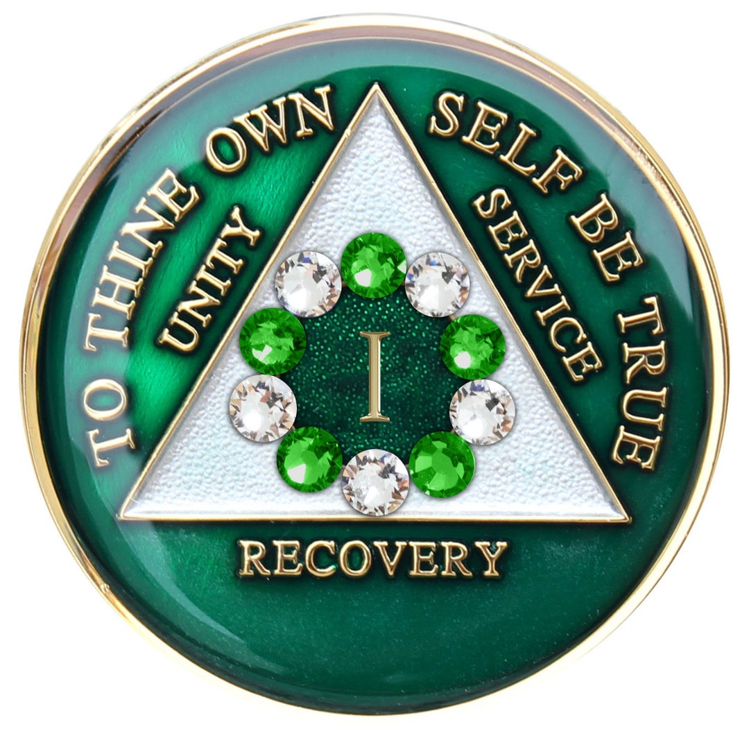 AA Chip | AA Recovery Medallion | Emerald Green AA Coin With Green ...