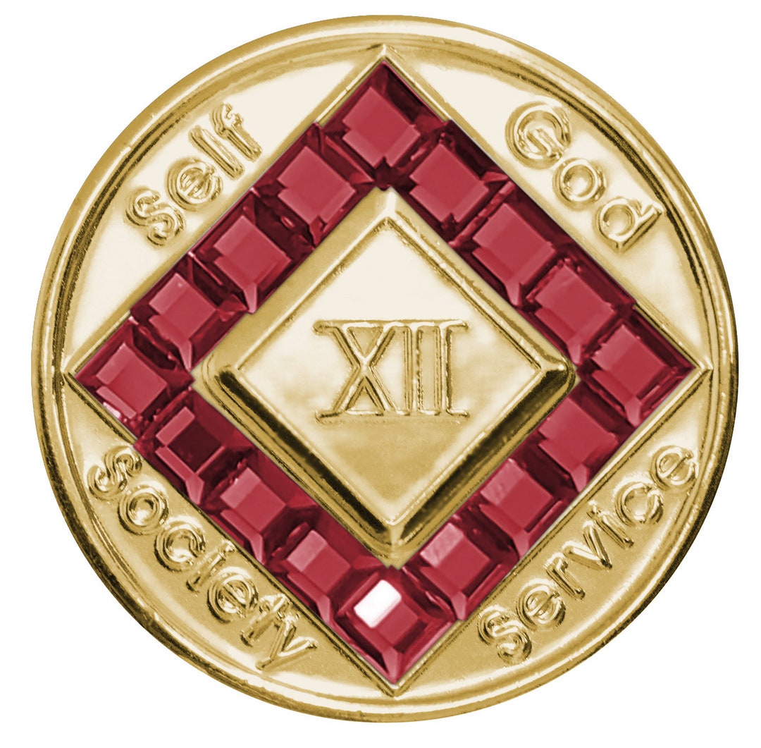 Clean Time Chip Narcotics Anonymous Gold With Diamond Shaped Crystal ...