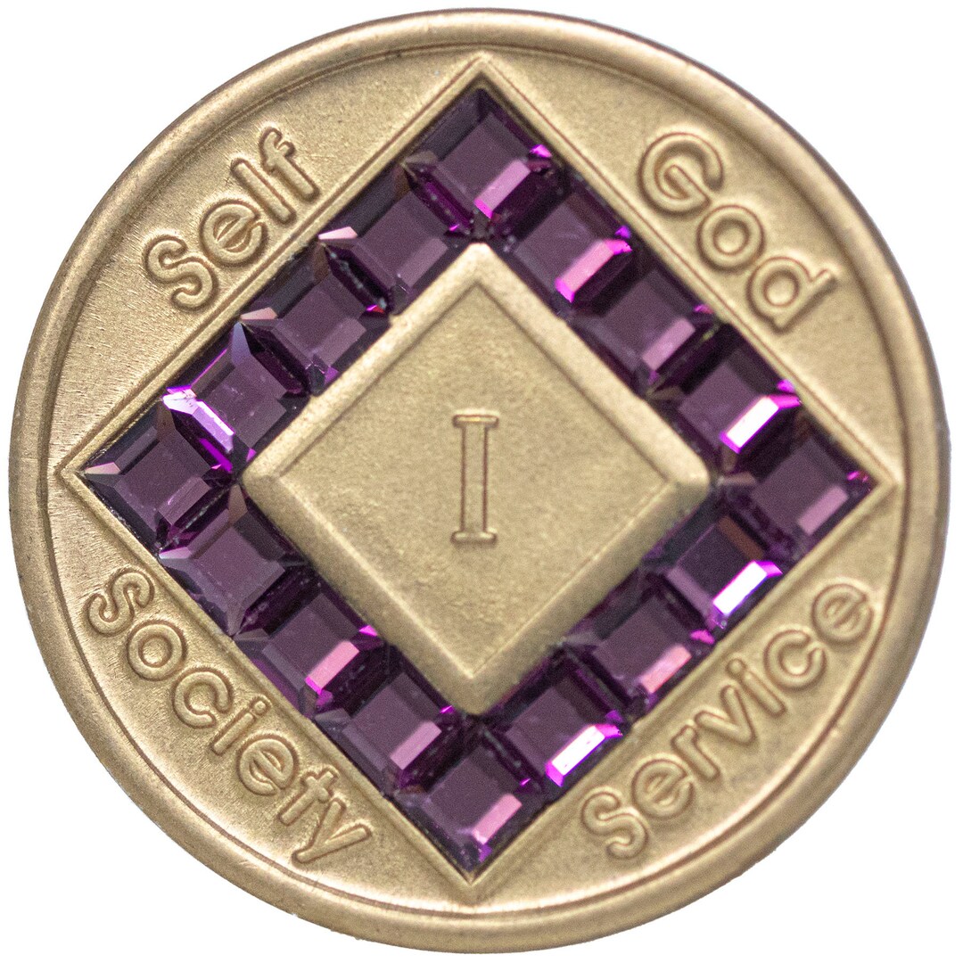 Clean Time Chip Narcotics Anonymous Bronze Crystalized Amethyst - Etsy