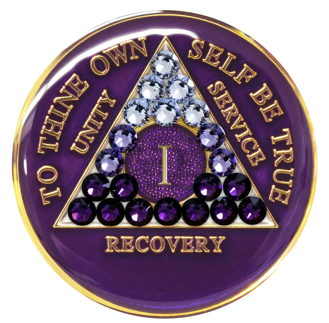 AA Chip | AA Recovery Medallion | Purple AA Sobriety Coin With ...