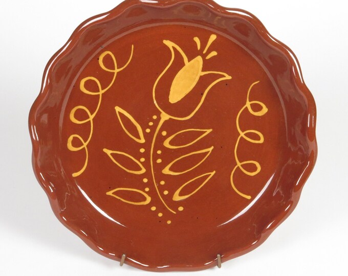 Turtle Creek Pottery Redware Pie Dish Plate Greg Neal 1986 Tulip ...