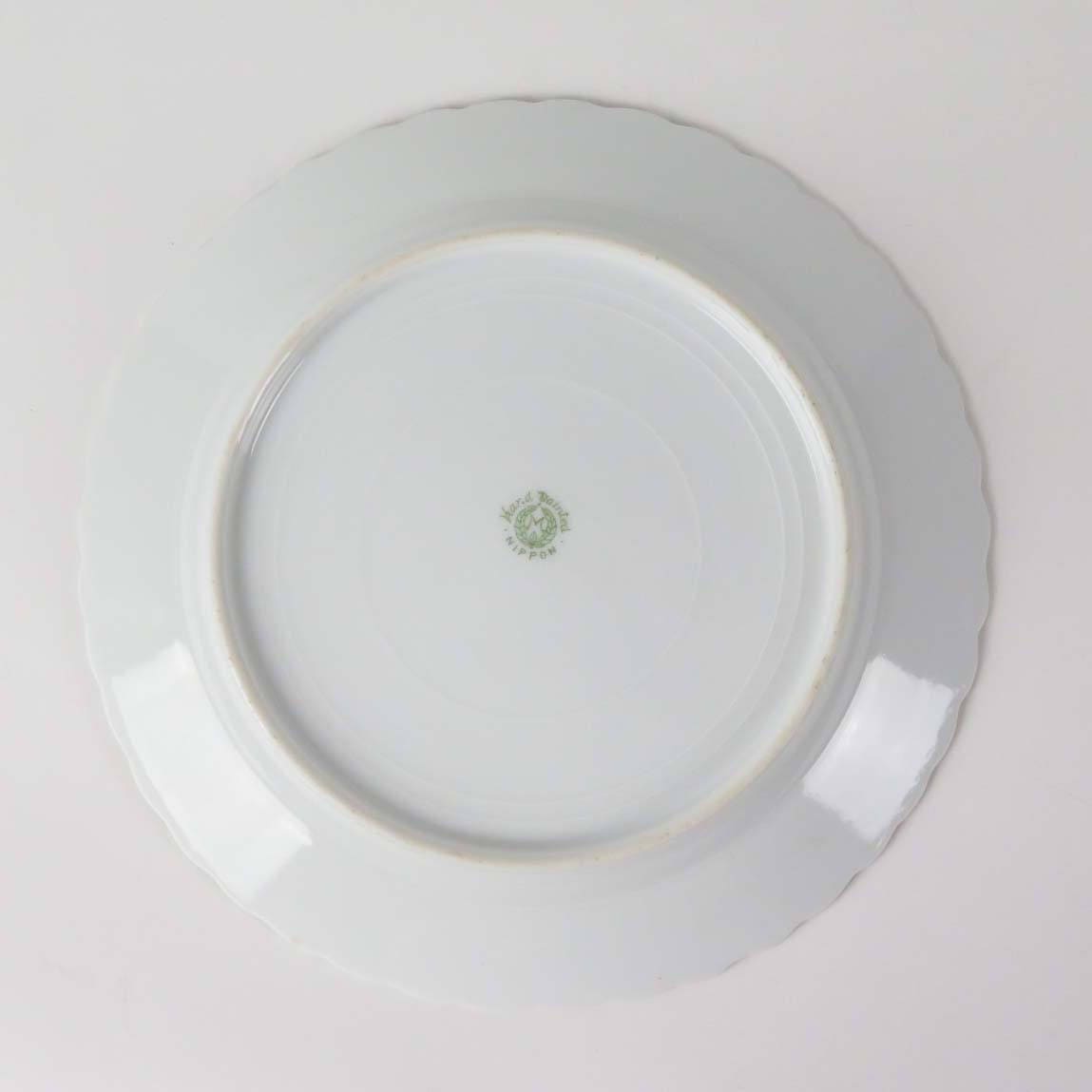Antique Nippon Plate Morimura Gold Beading Pink Rose Scalloped Green ...