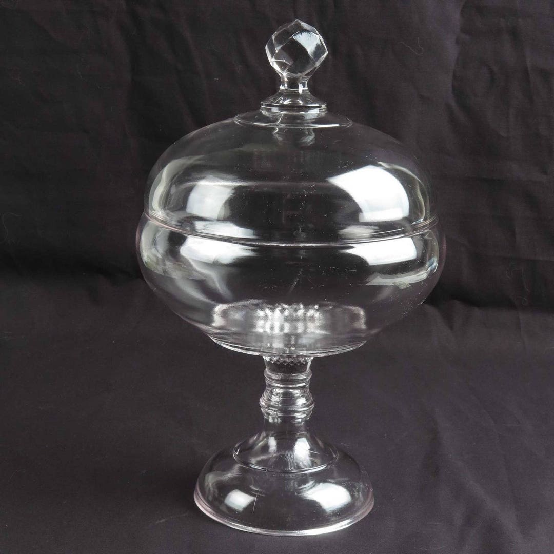 Antique EAPG Compote Covered Clear Pressed Glass Footed With Lid - Etsy