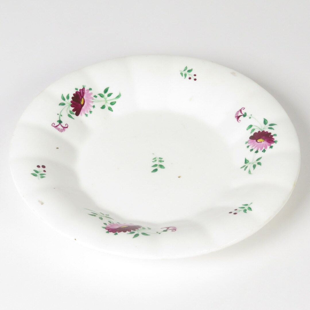 Soft Paste Porcelain Plate British Purple Floral Sprig Antique ...