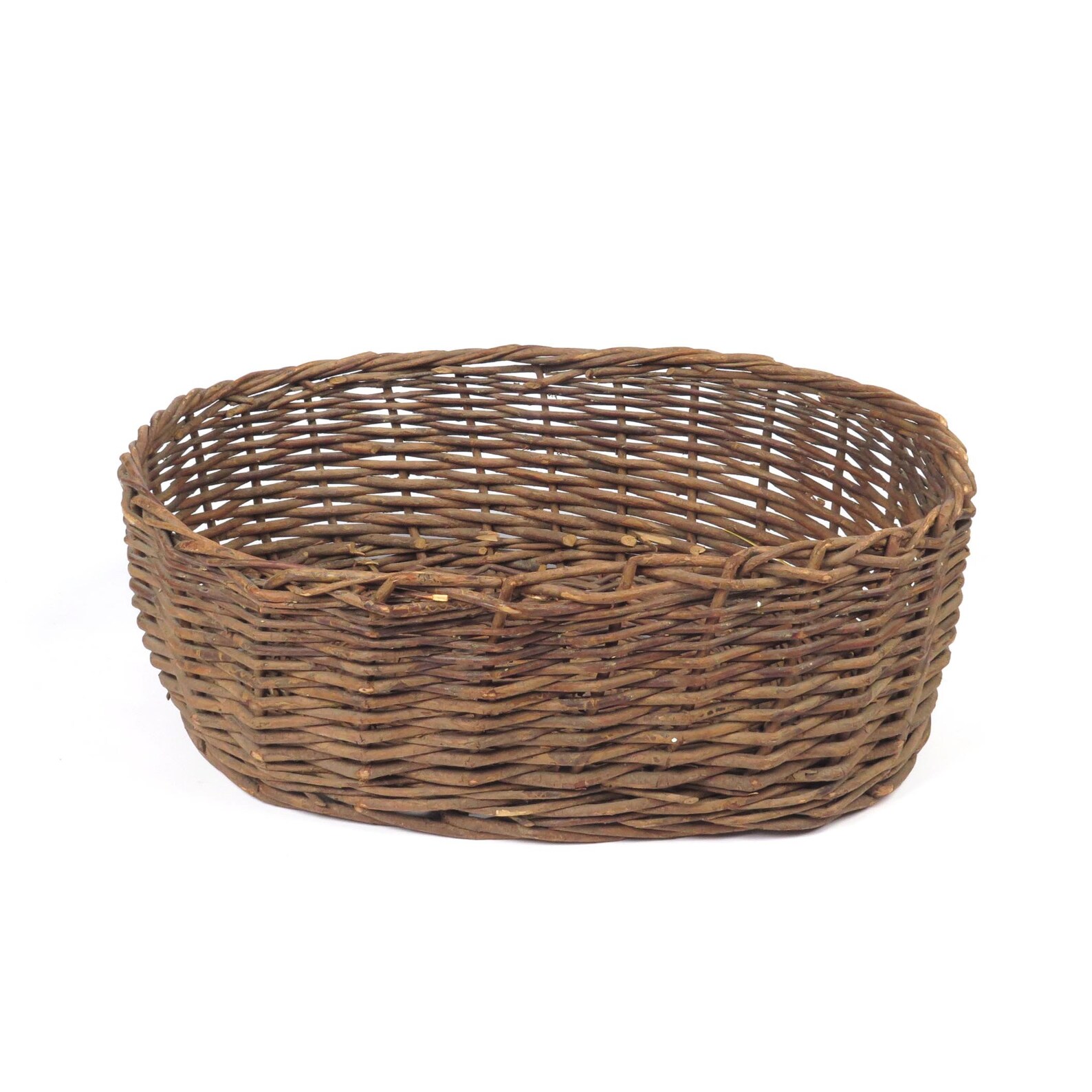 Vintage Woven Stick Basket Large Open Oval Flat Bottom - Etsy