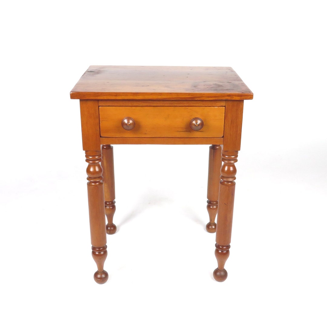 Antique Side Table One Drawer Stand Cherry Wooden 19th C - Etsy