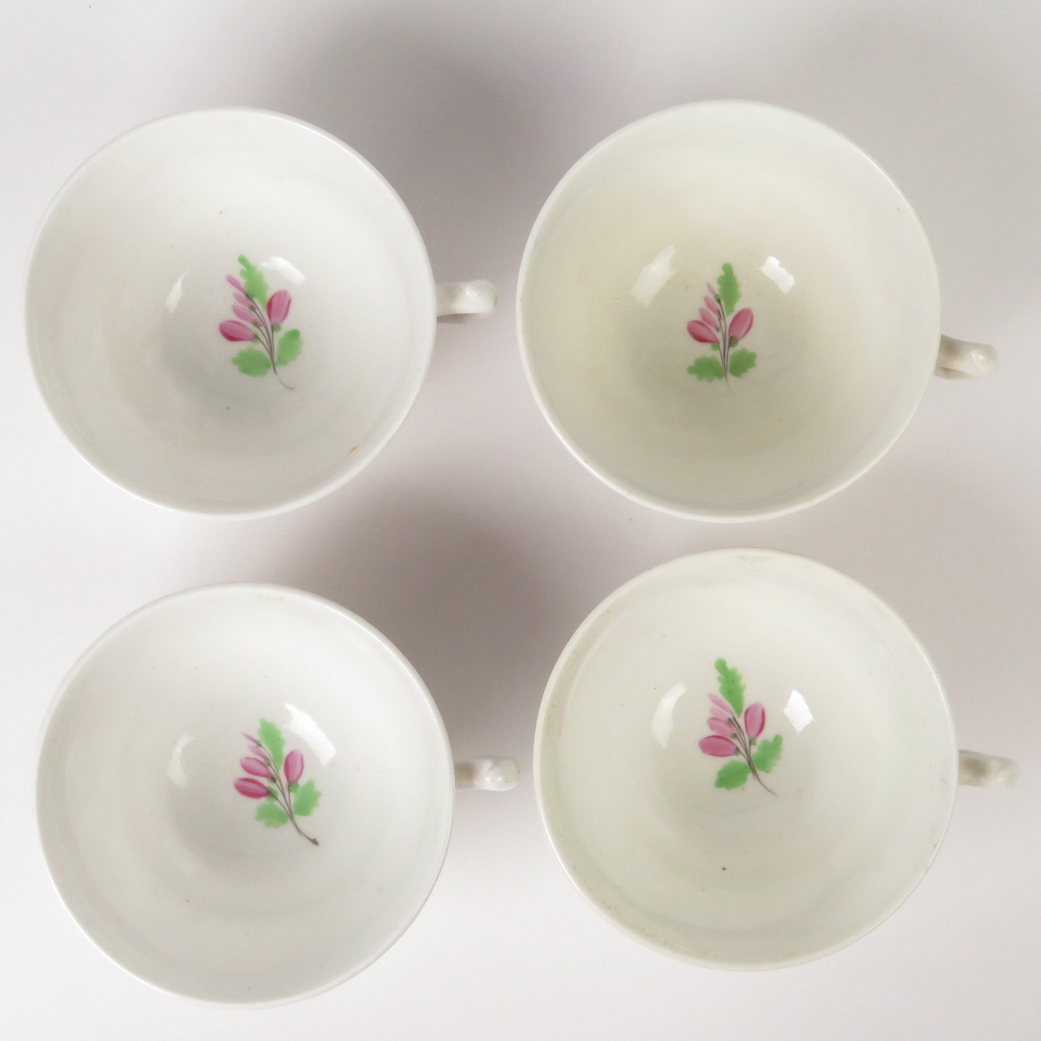 Antique Tea Cup Saucer Set 4 Soft Paste Porcelain | Etsy