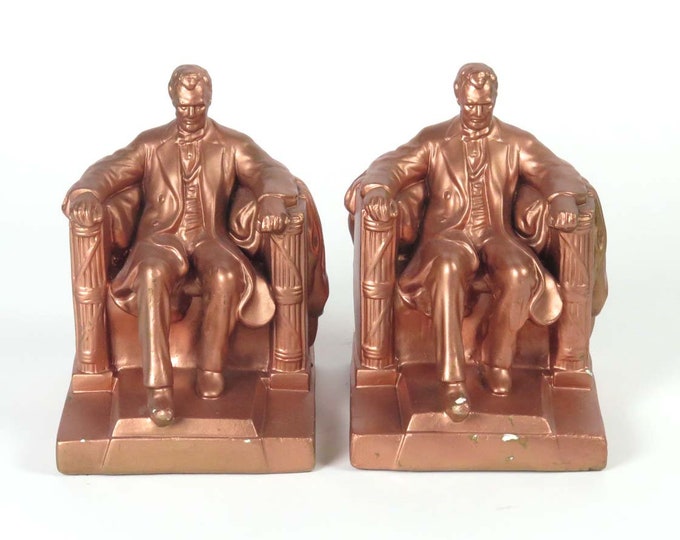 Abraham Lincoln Bookends Alexander Backer Chalk Ware Statues Vintage - Etsy