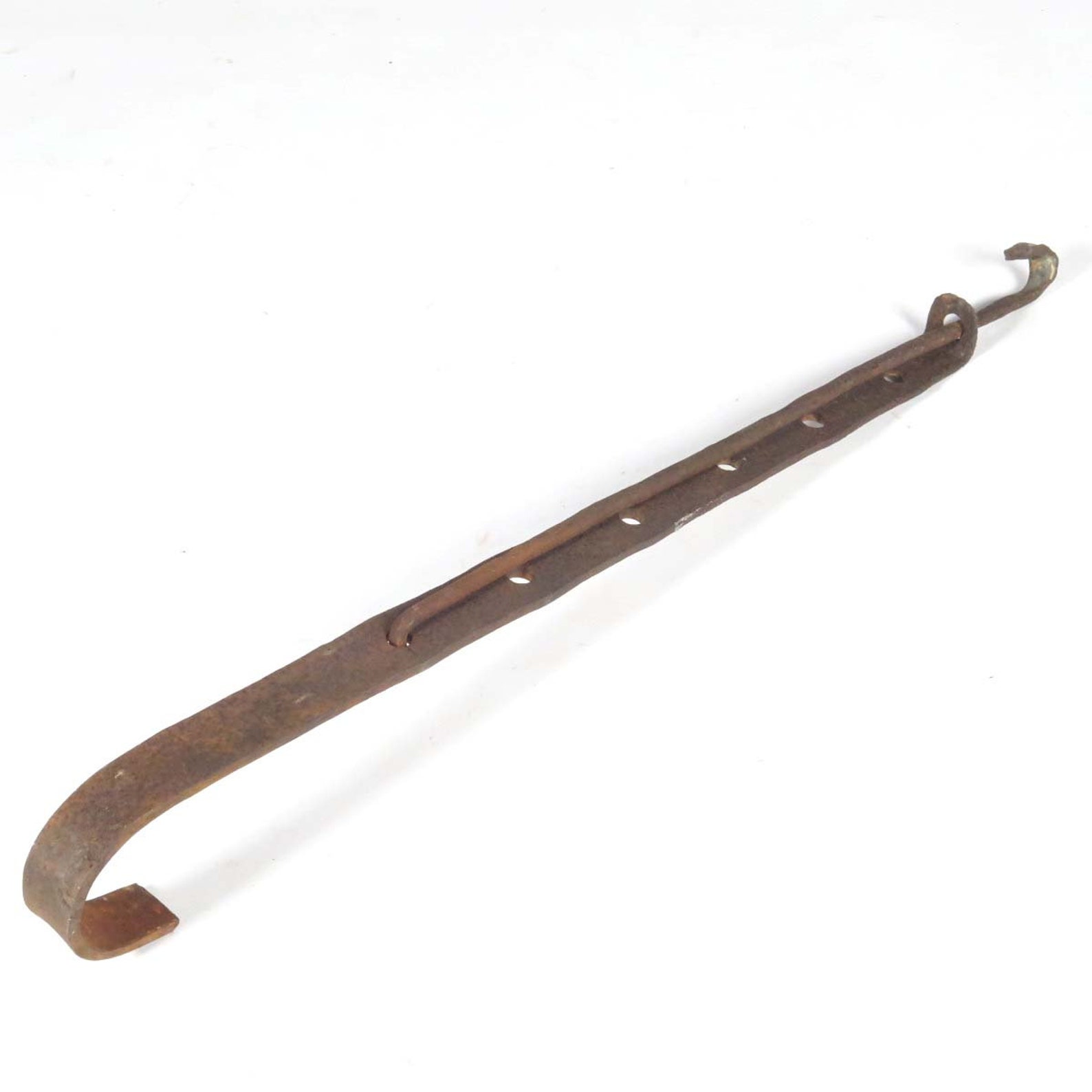 Antique Fireplace Trammel Wrought Iron Pot Hook Hearth Hand Forged ...