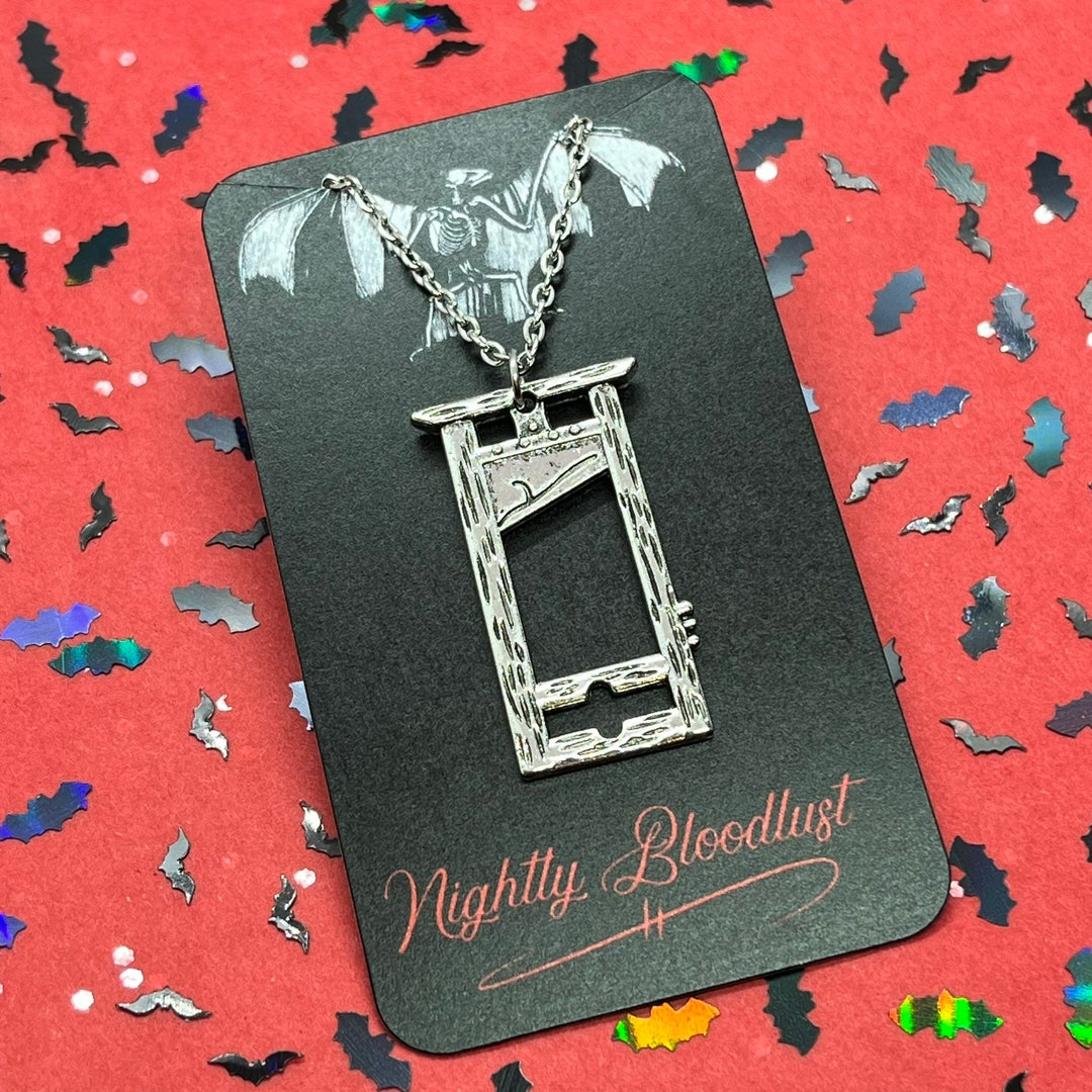 Antiqued Silver Guillotine Charm Necklace on a Stainless Steel Chain - Etsy