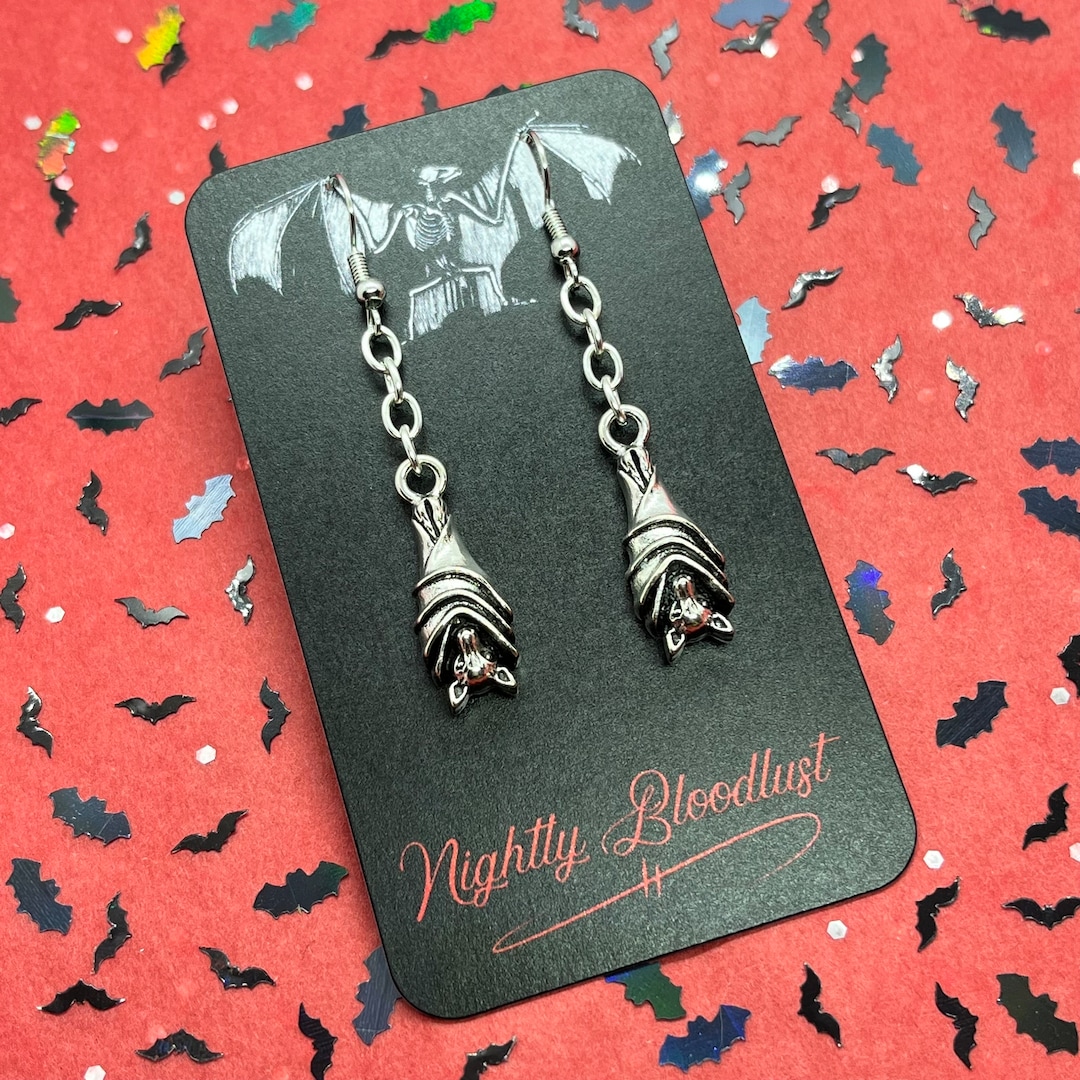 Hanging Bat Charm Dangling Earrings V2.0 - Etsy